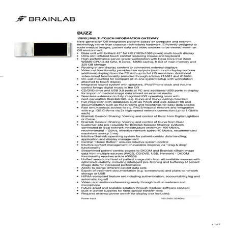 Buzz Digital O.R. Technical Specifications | PDF