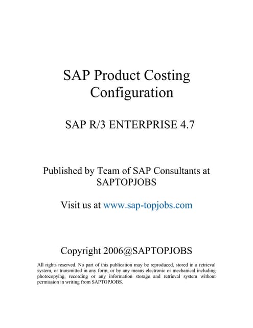 Product costing in SAP - a primer | PDF
