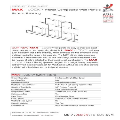 MDSI MAX - LOCK Product Data Sheet | PDF