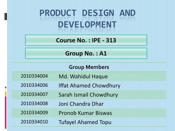 Product Design & Development - 1 | PPT