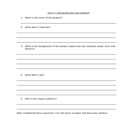 Differentiated Product Design sheet | DOCX