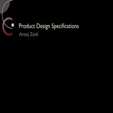 Product design specifications 1 | PPT