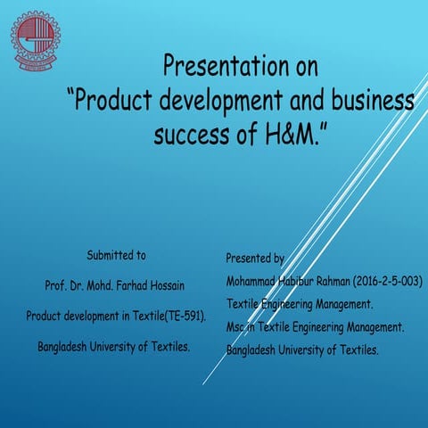 Product development and business success of h&m | PPT