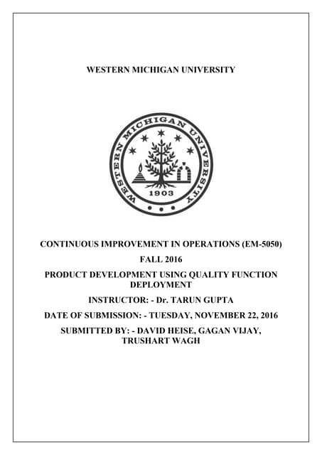 A Case Study On Quality Function Deployment (QFD | PDF | Manufacturing Industry | Industries