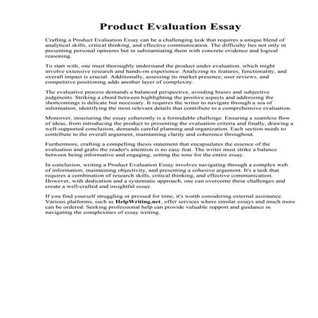 Product Evaluation Essay | PDF