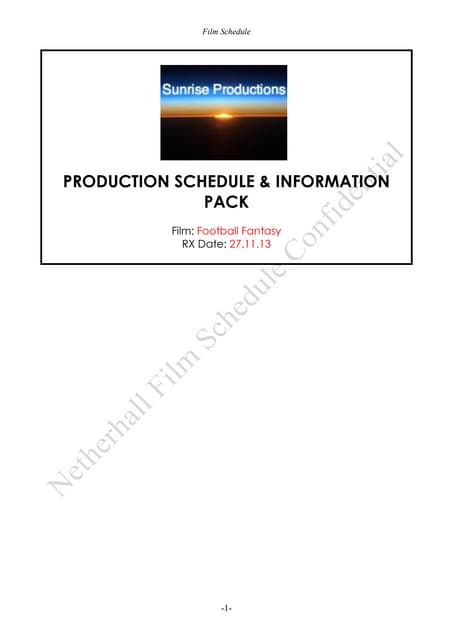 Production schedule | PDF