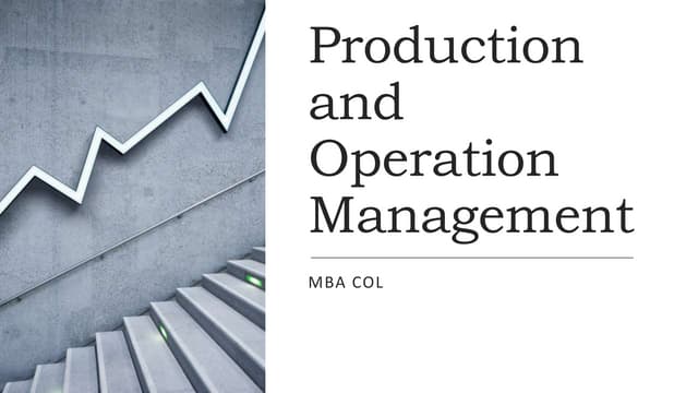 Production and operation management | PPT