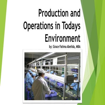 Production and operations in todays environment | PPT