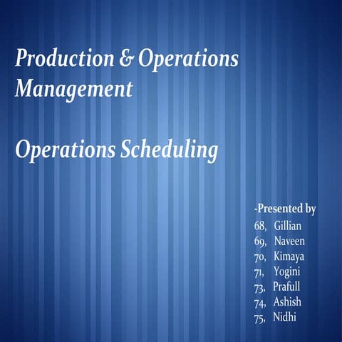 Operations Scheduling | PPT