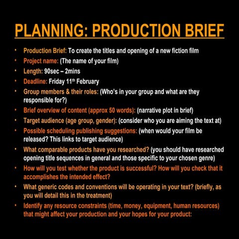 Production Brief 2010 | PPT