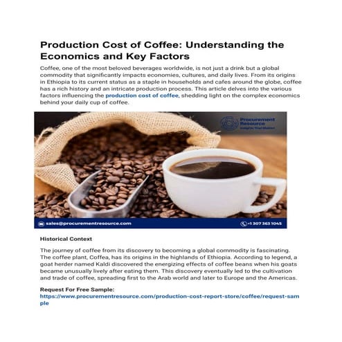 Production Cost of Coffee Understanding the Economics and Key Factors | PDF