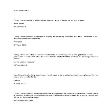 Production diary template | DOC