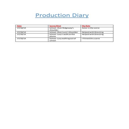 Production Diary | DOCX