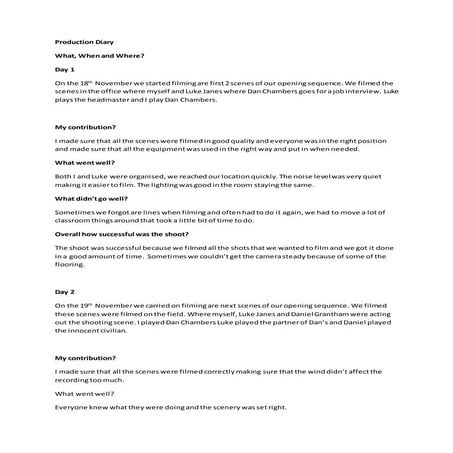 Production diary | PDF