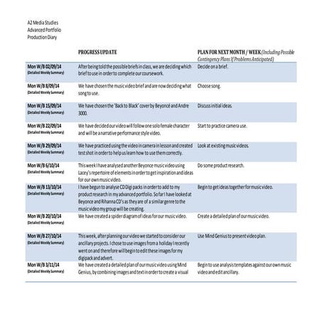 Production diary | DOCX