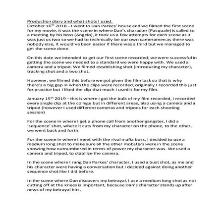 Production Diary | PDF