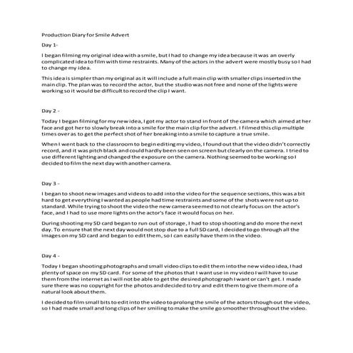 Production diary | PDF