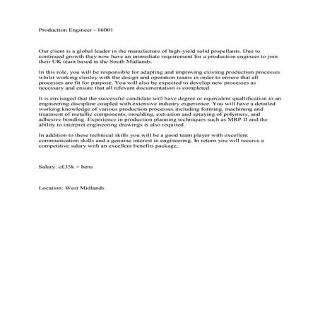 Production Engineer | DOCX