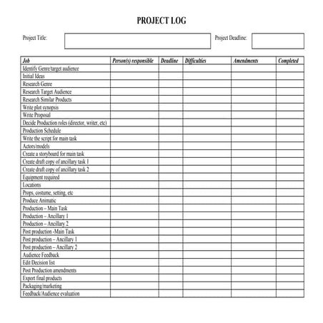 Production diary template