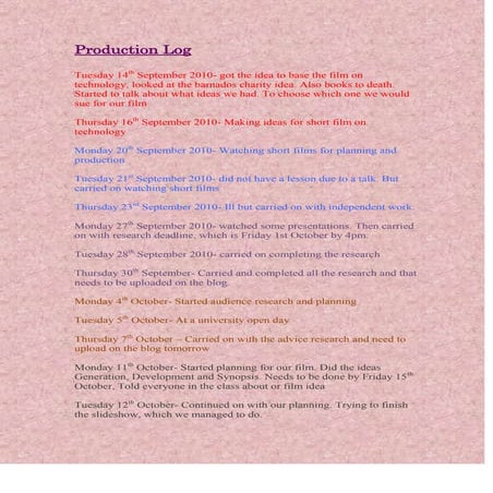 Production log | DOCX