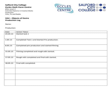 Production log | PDF