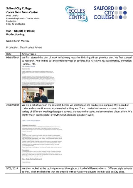 Production diary template | DOC | Video Production | Content Production