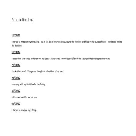 Production Log 14/05/2012 | DOCX