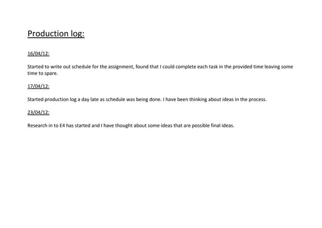 Production Log 14/05/2012 | DOCX