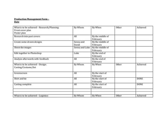 Production management form | PPT