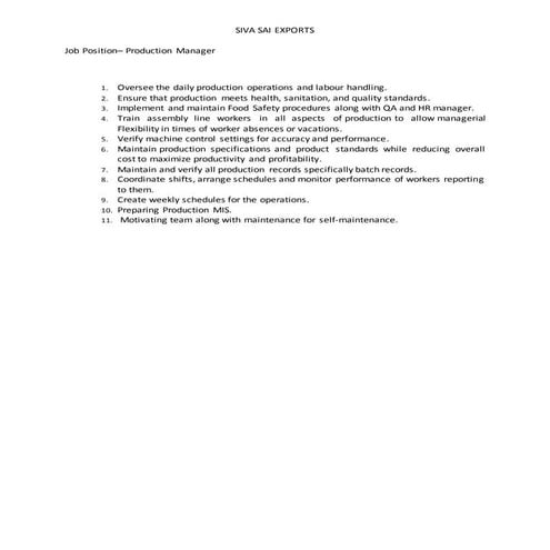 Production manager | DOCX