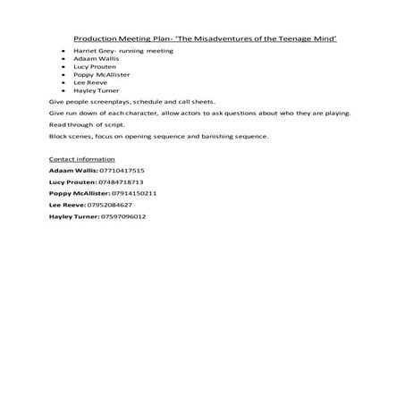 Production meeting | PDF