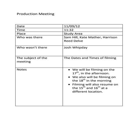 Production meeting 110912 | DOCX