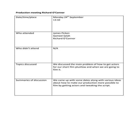 Production meeting 2 | PDF