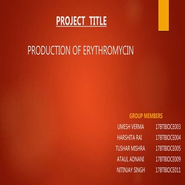 Production of erythromycin | PPTX