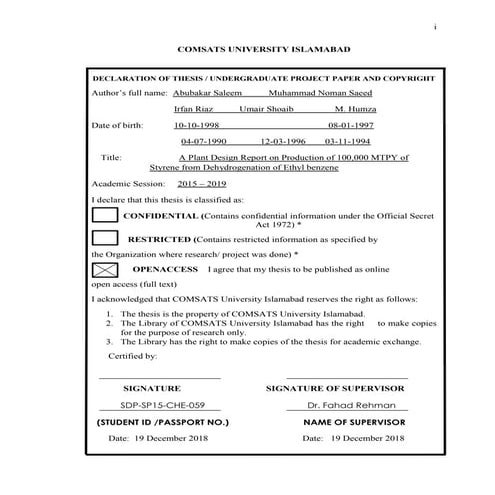 Production of styrene | PDF