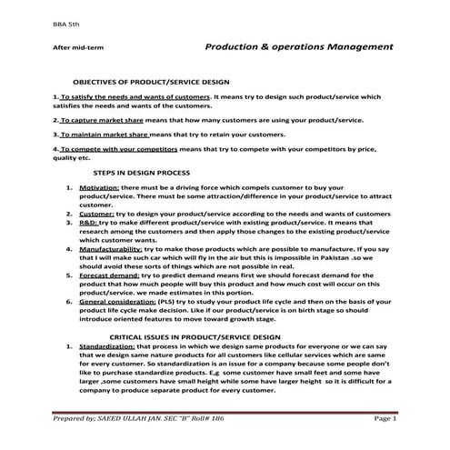 Production & operation management | PDF