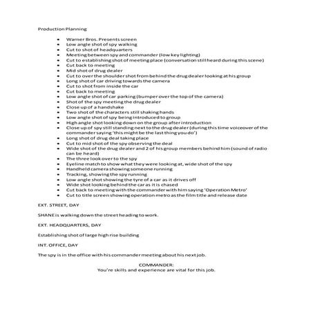 Production planning script | DOCX