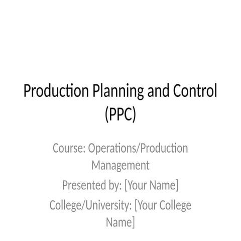 Production planning and control - PPC | PDF