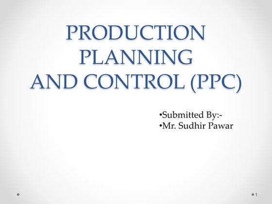 Production planning | PPT