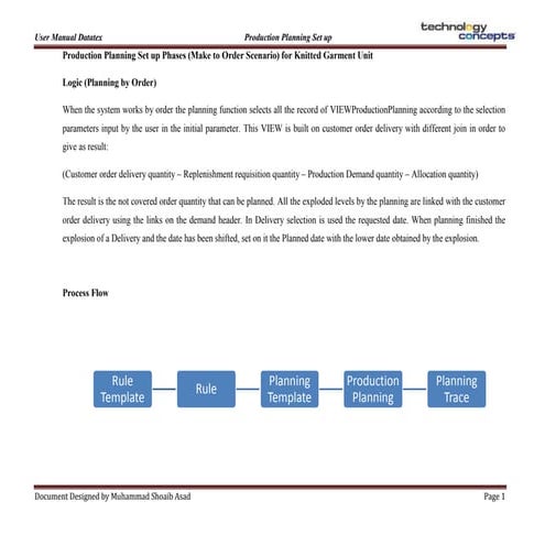 Production planning setup in datatex now | PDF