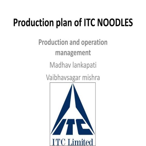 Production plan of itc noodles | PPTX