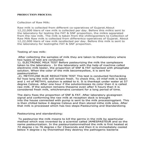 Production process | DOCX | Food & Drink