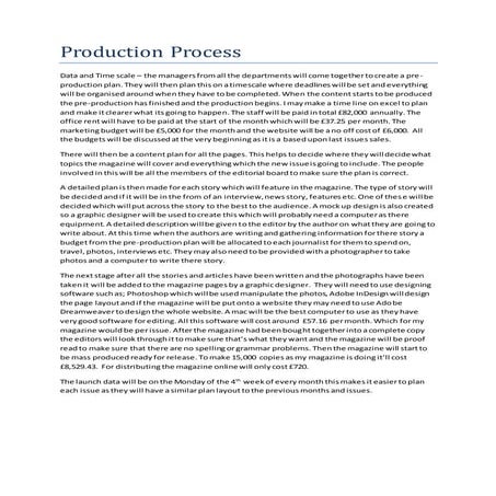 Unit 13 - LO5 Production process | PDF