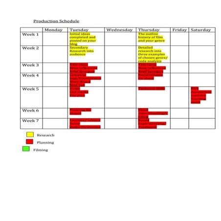 Production schedule | DOCX | Screenwriting | Content Production