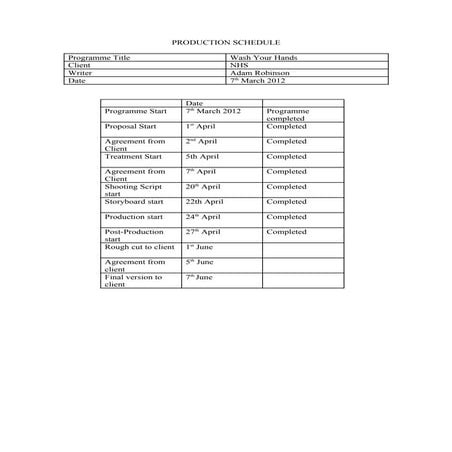 Production schedule | DOC