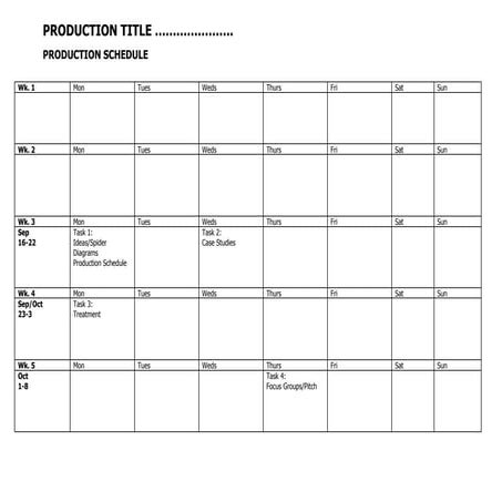(Time managemet) production schedule | DOCX