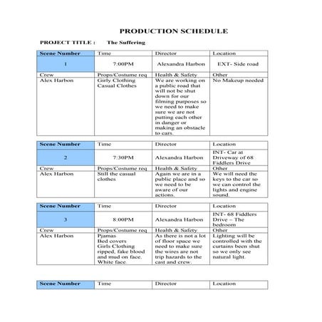 Production schedule | PDF