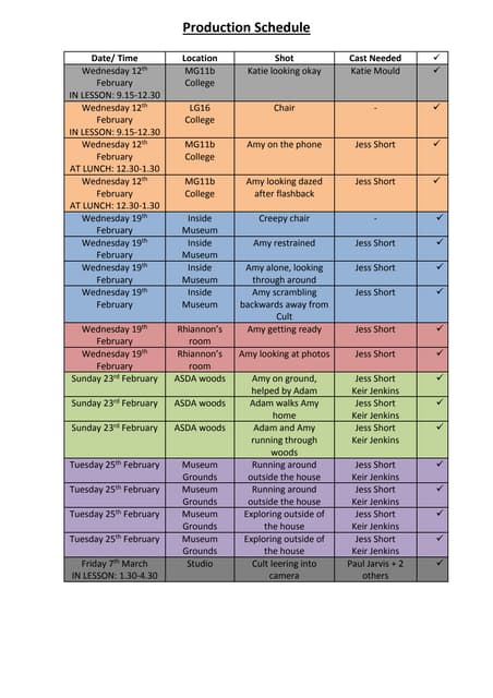(Time managemet) production schedule | DOCX