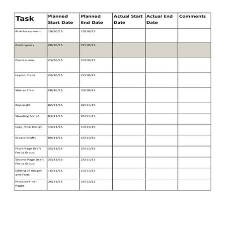 Production schedule | DOCX | Screenwriting | Content Production