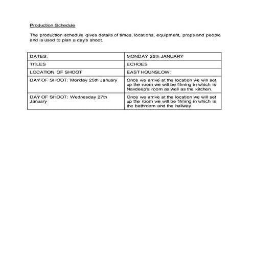 Production schedule | PDF